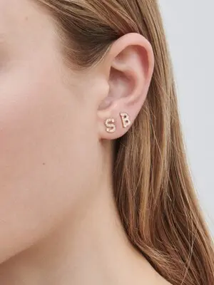 Sophie Bille Brahe 18kt Gold Petite B Stud Earring