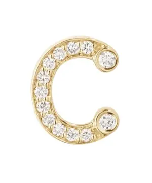 Sophie Bille Brahe 18kt Gold Petite C Stud Earring With Diamonds - Yellow