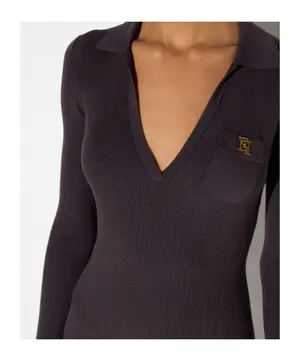 Elisabetta Franchi Knit Dress With Openwork Embroideries