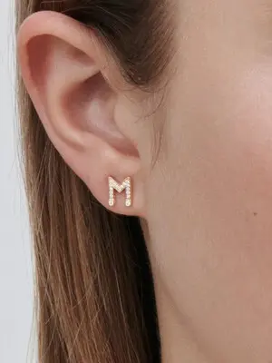 Sophie Bille Brahe 18kt Gold Petite M Stud Earring