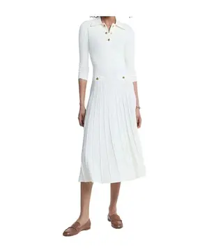 Michael Kors Stretch Knit Polo Shirt Dress - Bone