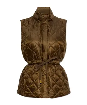 Michael Kors Quilted Drawstring Waist Vest - Brown