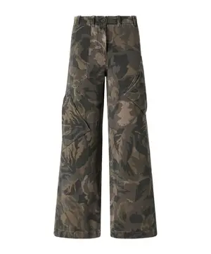 Pinko Camouflage-print Wide-leg Cargo Pants - Black