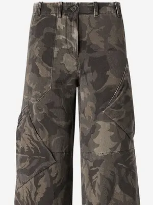 Pinko Camouflage Print Wide-leg Cargo Pants