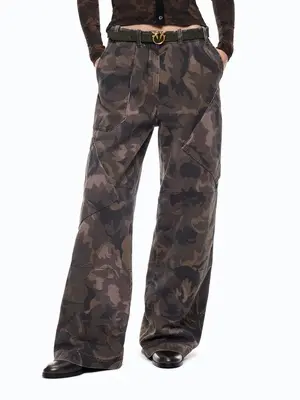 Pinko Camouflage Print Wide-leg Cargo Pants