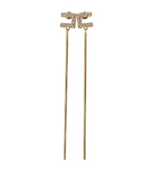 Elisabetta Franchi Crystal Logo Pendant Earrings - Yellow
