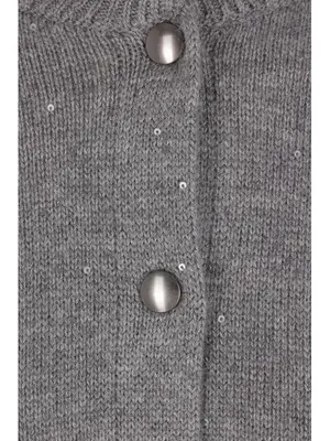 Brunello Cucinelli Long-sleeved Crewneck Cardigan With All-over Sequin Embellishment - Gray