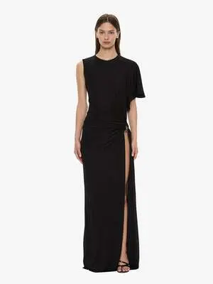 Christopher Esber Bezel Quartz Draped Tank Dress - Black