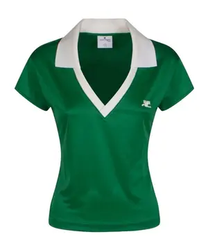 COURREGES Courrèges Embroidered V-neck Polo Shirt