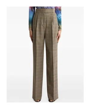 Etro Stretch Wool Trousers With Prince Of Wales Motif - Light Brown