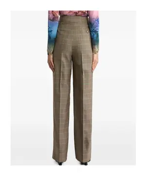 Etro Stretch Wool Trousers With Prince Of Wales Motif - Light Brown