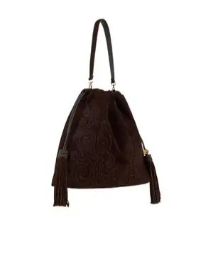 Etro Large Suede Kalispera Bag With Patch And Tassels