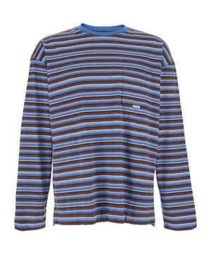 SUNFLOWER Striped Pocket Long Sleeve T-shirt - Blue