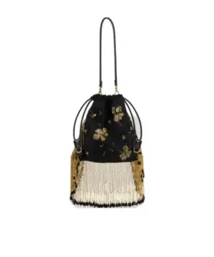 Etro Small Suede Kalispera Bag With Embroidery And Beads - Black
