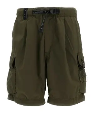 AND WANDER Workwear Belted Shorts - Black