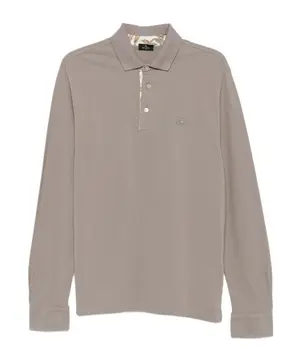 Etro Pegaso-embroidered Long-sleeve Polo Shirt