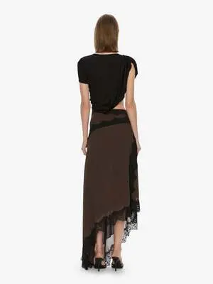 Christopher Esber Twisted Tee Dress With Lace Inserts - Husk/ Black