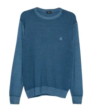 Etro Logo-embroidered Crew-neck Sweater - Blue