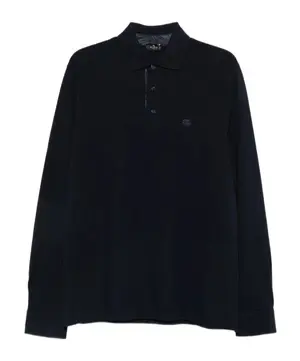 Etro Logo-embroidered Long-sleeve Polo Shirt - Black