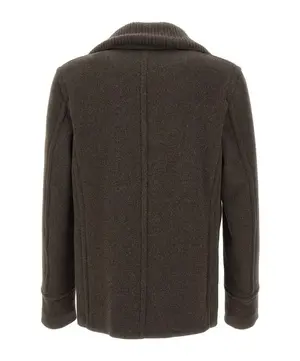 PAUL  SHARK Ribbed-collar Peacoat