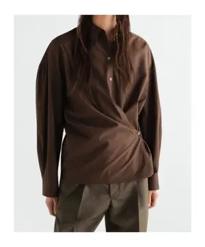 LEMAIRE Twisted-front Shirt - Truffle