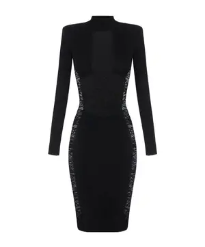 Elisabetta Franchi Dress In Knit And Lace Fabric - Black