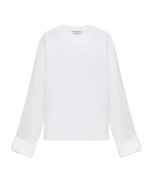 Marni Cotton T-shirt With Shirt Sleeves - White