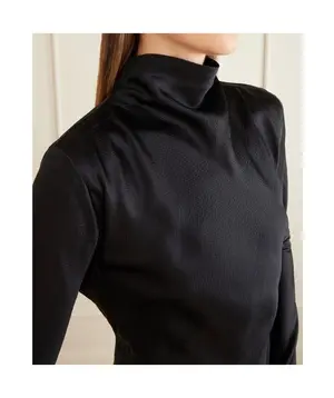 Tove Long Sleeve High Neck Open Back Gown - Black