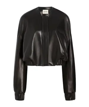 Khaite Cropped Leather Jacket - Black