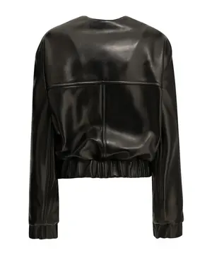Khaite Leather Zip-up Cropped Jacket - Black