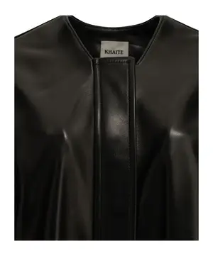 Khaite Leather Zip-up Cropped Jacket - Black