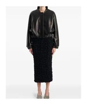 Khaite Leather Zip-up Cropped Jacket - Black