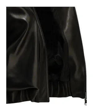 Khaite Leather Zip-up Cropped Jacket - Black