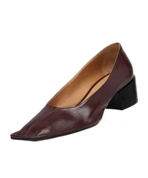 MAISON MARGIELA Piped Square Toe Block Heel Pumps - Adobe Brown