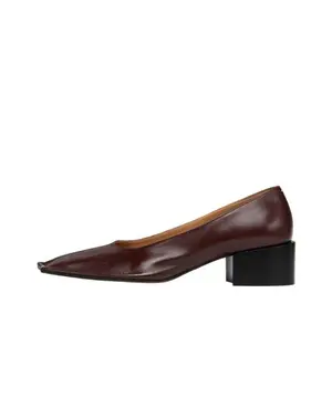 MAISON MARGIELA Piped Square Toe Block Heel Pumps - Adobe Brown