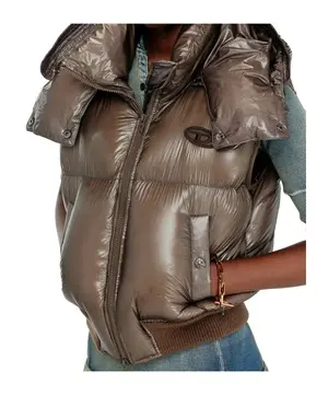 DIESEL® Down Vest In Ripstop With Detachable Hood