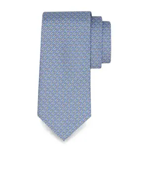 FERRAGAMO Gancini Square Print Silk Neck Tie