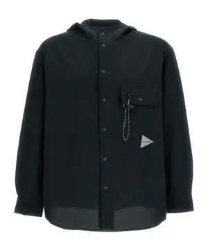 AND WANDER Hooded Casual Jacket - Black