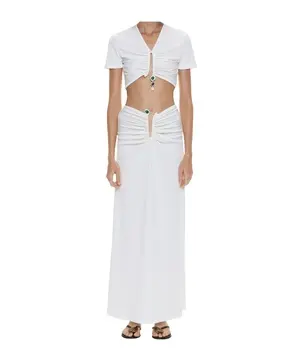 Christopher Esber Droplet Crystal Clasp Skirt - White