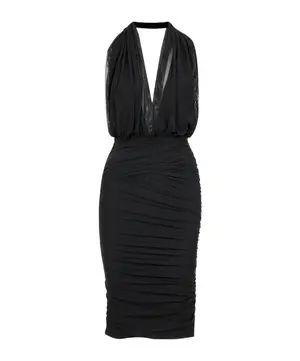 AMAZUIN Transparent Pleated Midi Dress