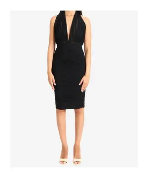 AMAZUIN Transparent Pleated Midi Dress