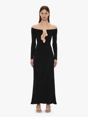 Christopher Esber Salacia Pleated Off Shoulder Dress