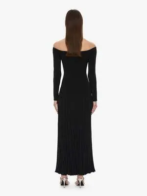 Christopher Esber Salacia Pleated Off Shoulder Dress