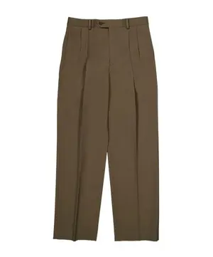 Auralee Pleated Straight-leg Pants - Brown