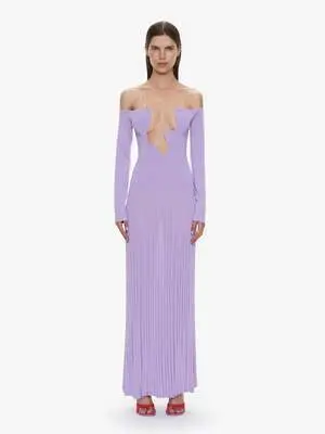 Christopher Esber Salacia Pleated Off Shoulder Dress - Purple