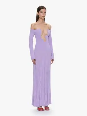 Christopher Esber Salacia Pleated Off Shoulder Dress