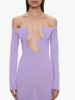 Christopher Esber Salacia Pleated Off Shoulder Dress