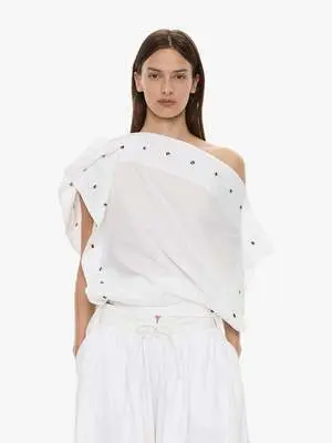 Christopher Esber Spiral Stone Snap Poplin Top - White