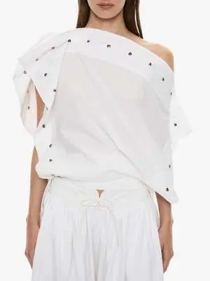 Christopher Esber Spiral Stone Snap Poplin Top - White