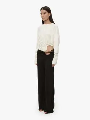 Christopher Esber Long Sleeve Jersey Top With Cut-out Detail - White